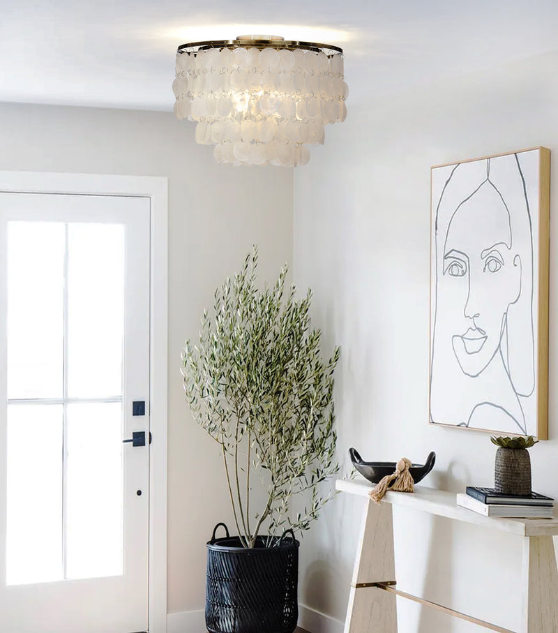 Coastal Capiz Shell Flush Mount Ceiling Light