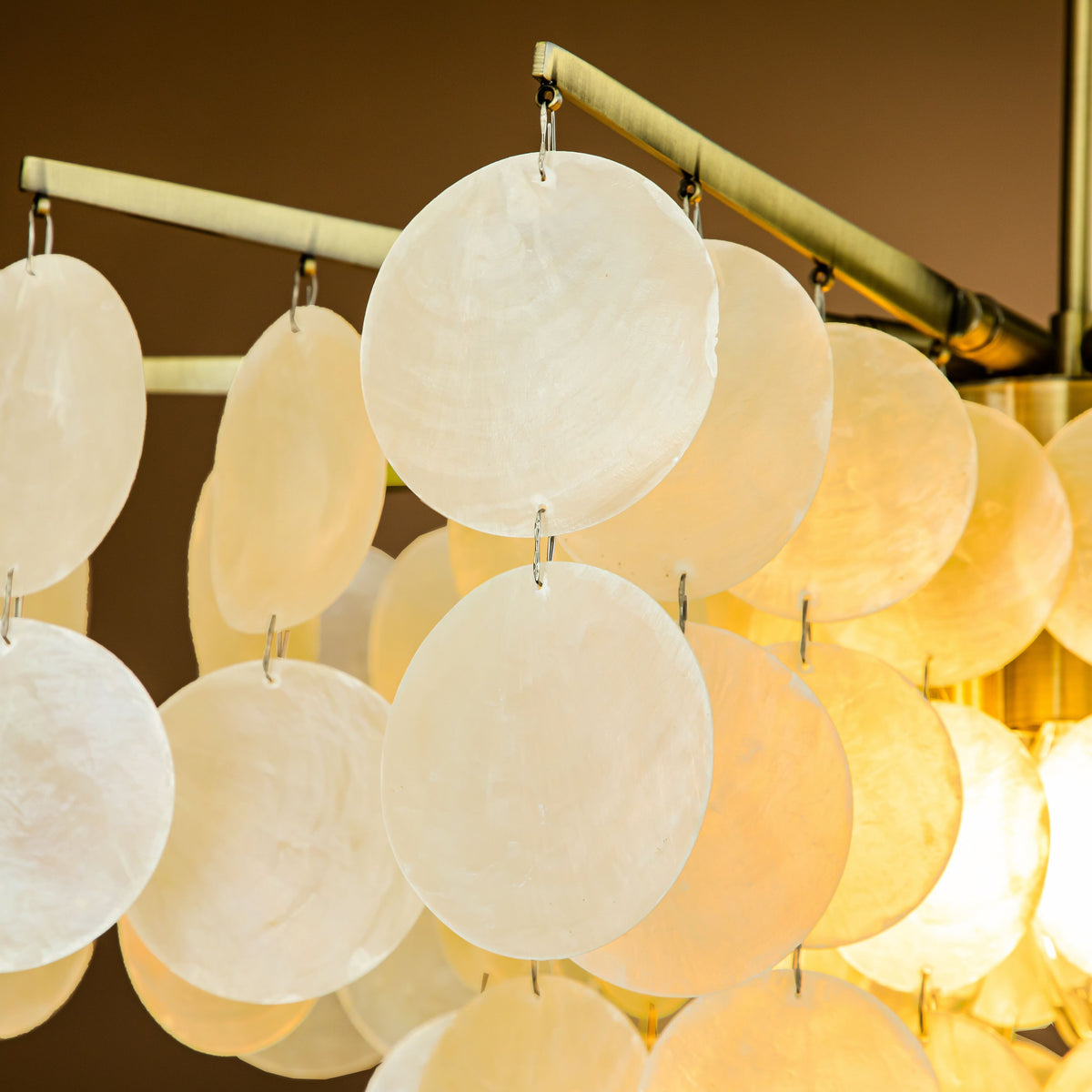 4-Light 22" Cone Shape 4-Tier Coastal Capiz Shells Chandelier With Ant ...