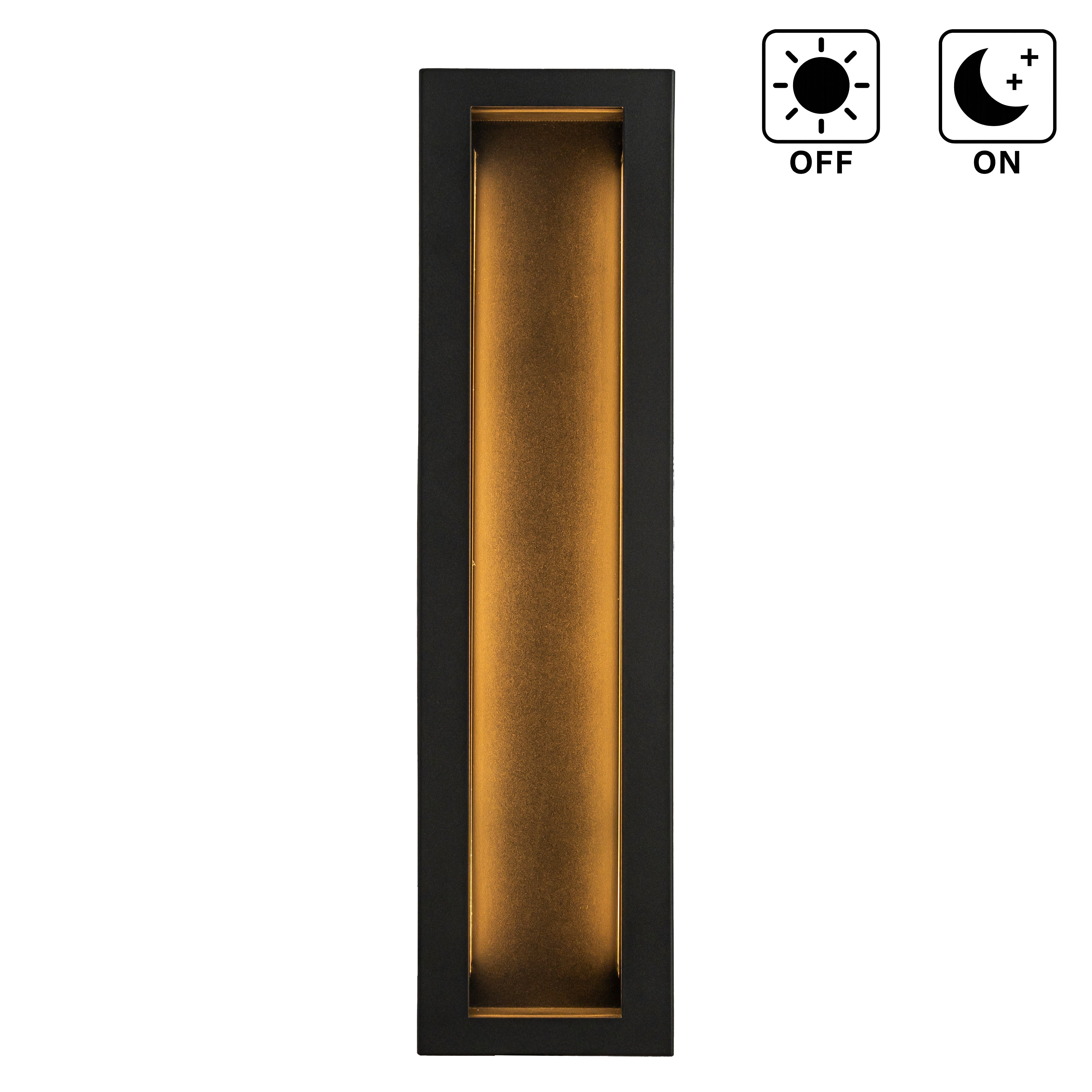 H20" Modern Outdoor Wall Light with Dusk to Dawn Sensor Linear Matte B