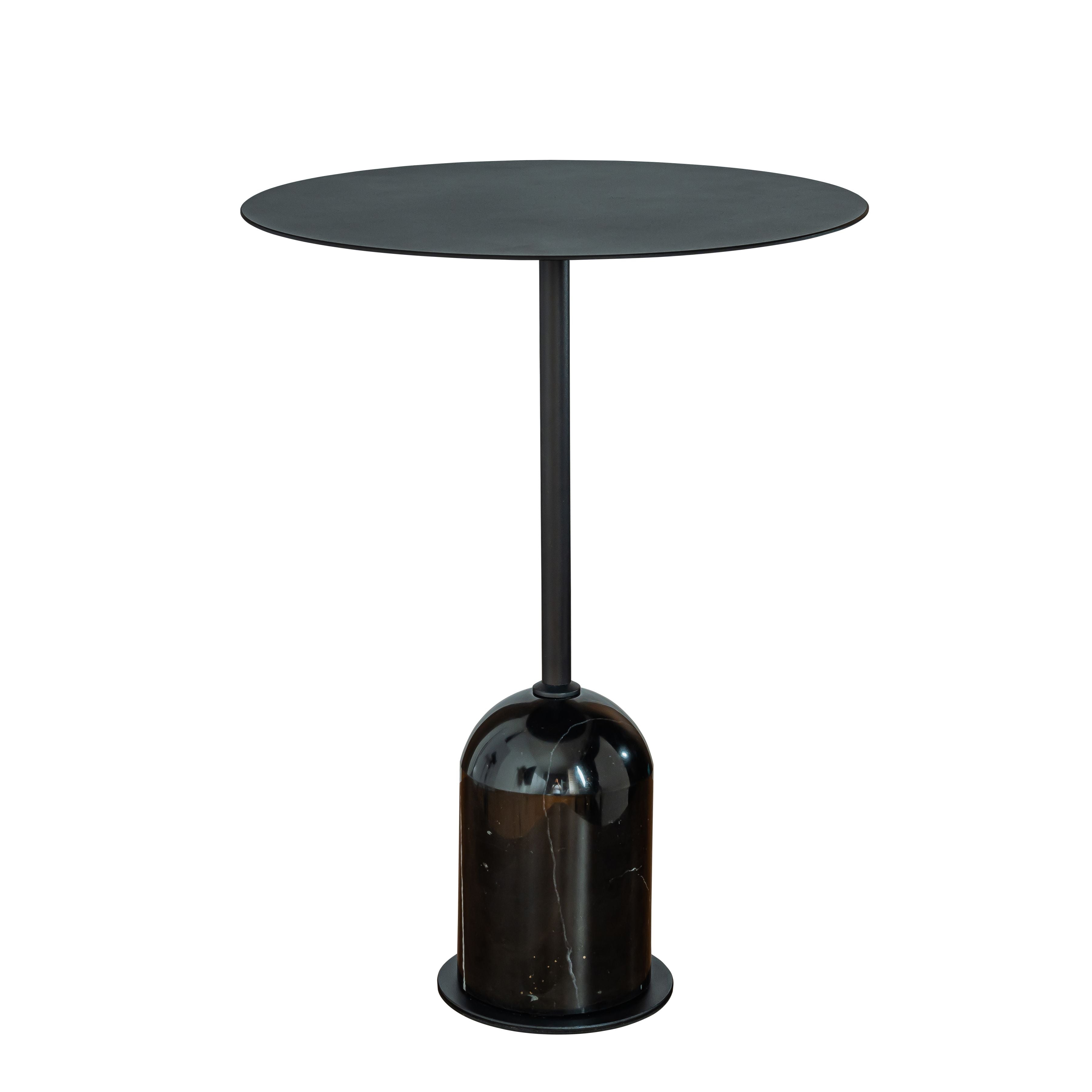 Modern Metal Single Round Black Coffee Table with Marble Base