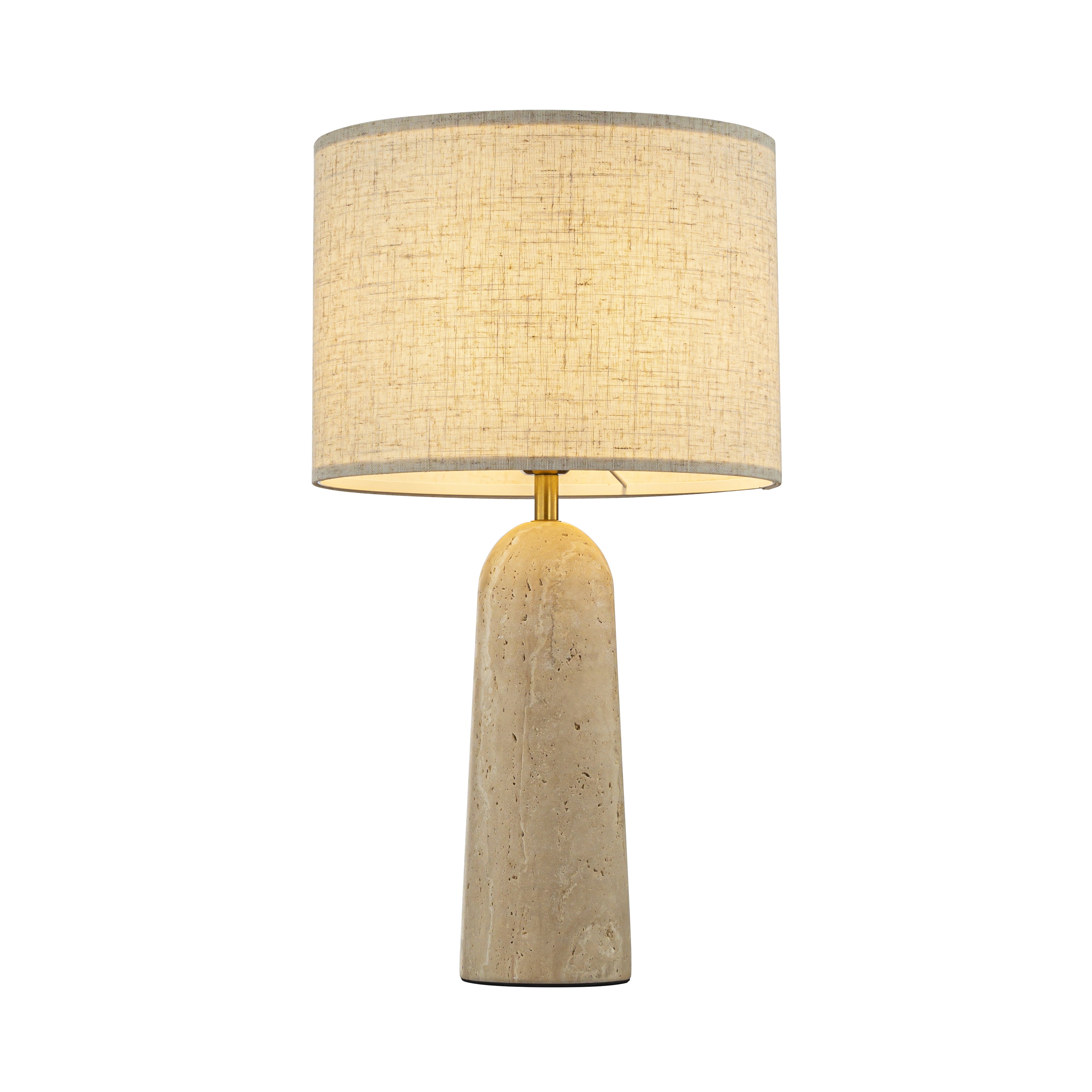 1-Light 21'' Vintage Classic Natural Travetine Tapered Table Lamp With