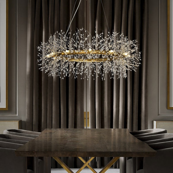 Antique Bronze Crystal Firework Chandelier-12 Lights